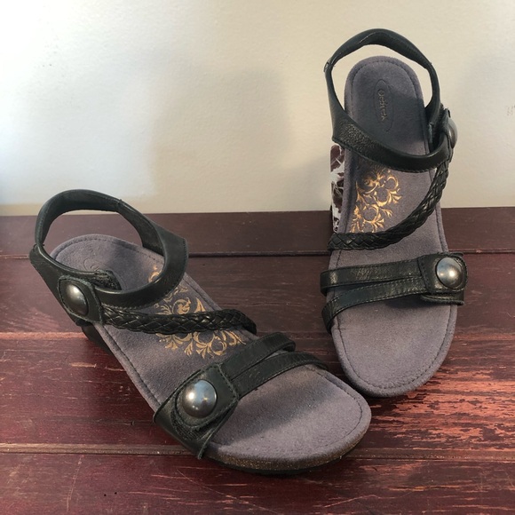 Aetrex | Shoes | Astrex Womens Naya Braided Wedge Orthopedic Sandal ...